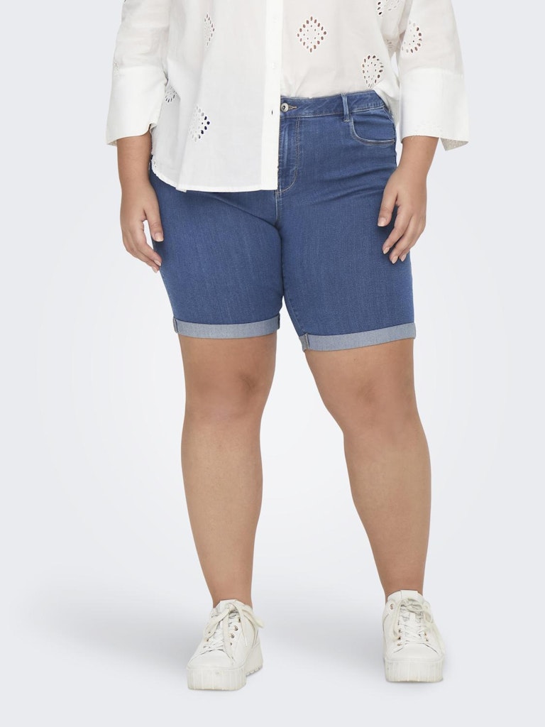 Only Carmakoma Carthunder Life Reg Skinny Denim Shorts til Kvinder ...