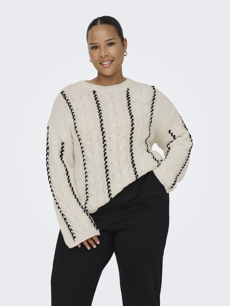 Only Carmakoma Cartessa kabelstrik pullover med rund hals L – Pluspige